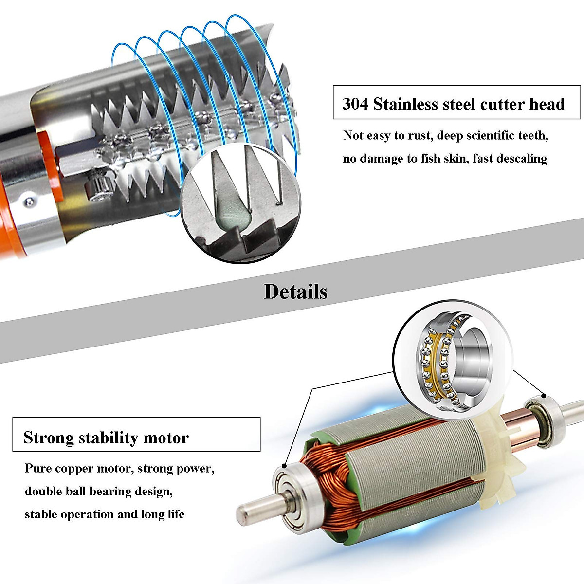 Powerful Electric Fish Scraper Cordless Fish Scaler Cleaner Automatic Fish Scale Remover with a Manual Scaler