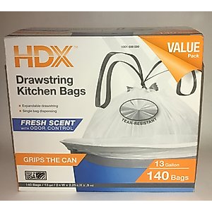 HDX Drawstring White Kitchen bags/ 140 count