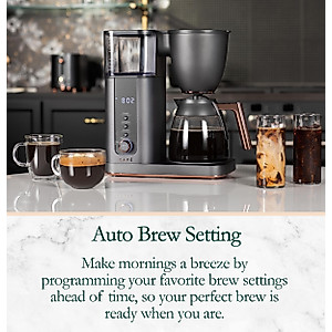 Café Specialty Drip Coffee Maker, 10-Cup Glass Carafe, WiFi Connected Smart Voice-to-Brew, Includes Reusable Filter Basket & Grounds Scooper, Barista-Quality Brew, SCA Certified, Matte Black