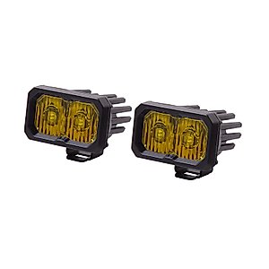 Diode Dynamics Stage Series 2in SAE Yellow Pro Standard LED Pod (pair), Driving w/Amber Backlight