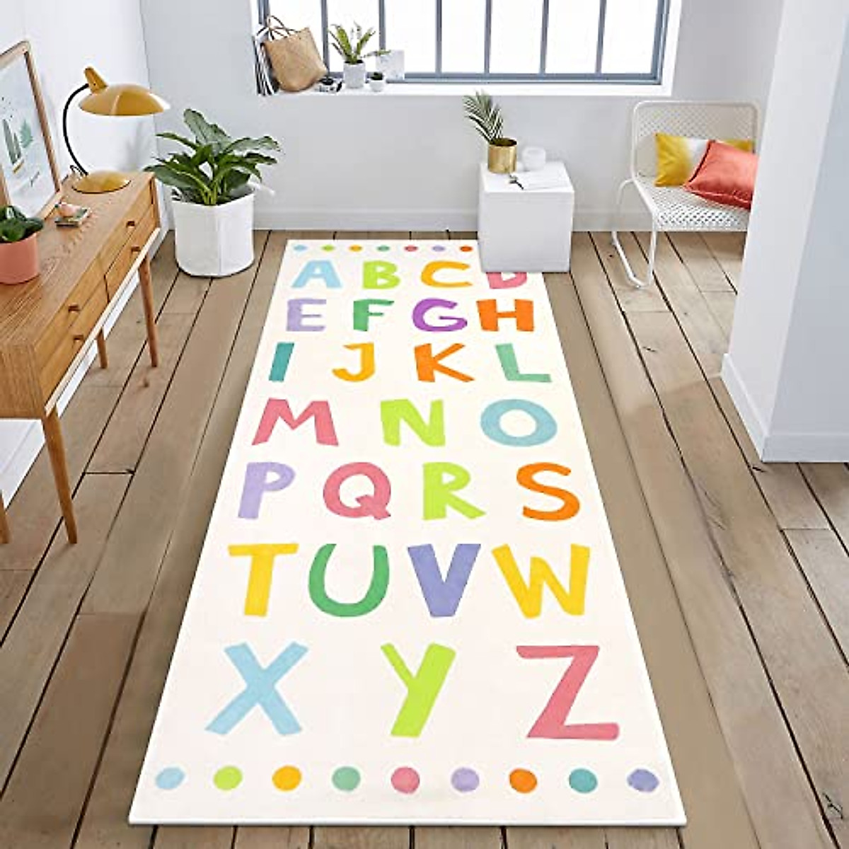 Topotdor Alphabet Kids Rug,Colorful Educational ABC Nursery Rug Ultra Soft Washable Rainbow Rugs for Bedroom Playroom Classroom,28"x70"