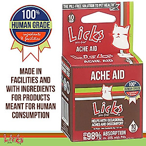 Licks Pill-Free Cat Ache Aid - Turmeric and Ginger Cat Supplements - Cat Health Supplies & Pain Relief - Gel Packets - 10 Use