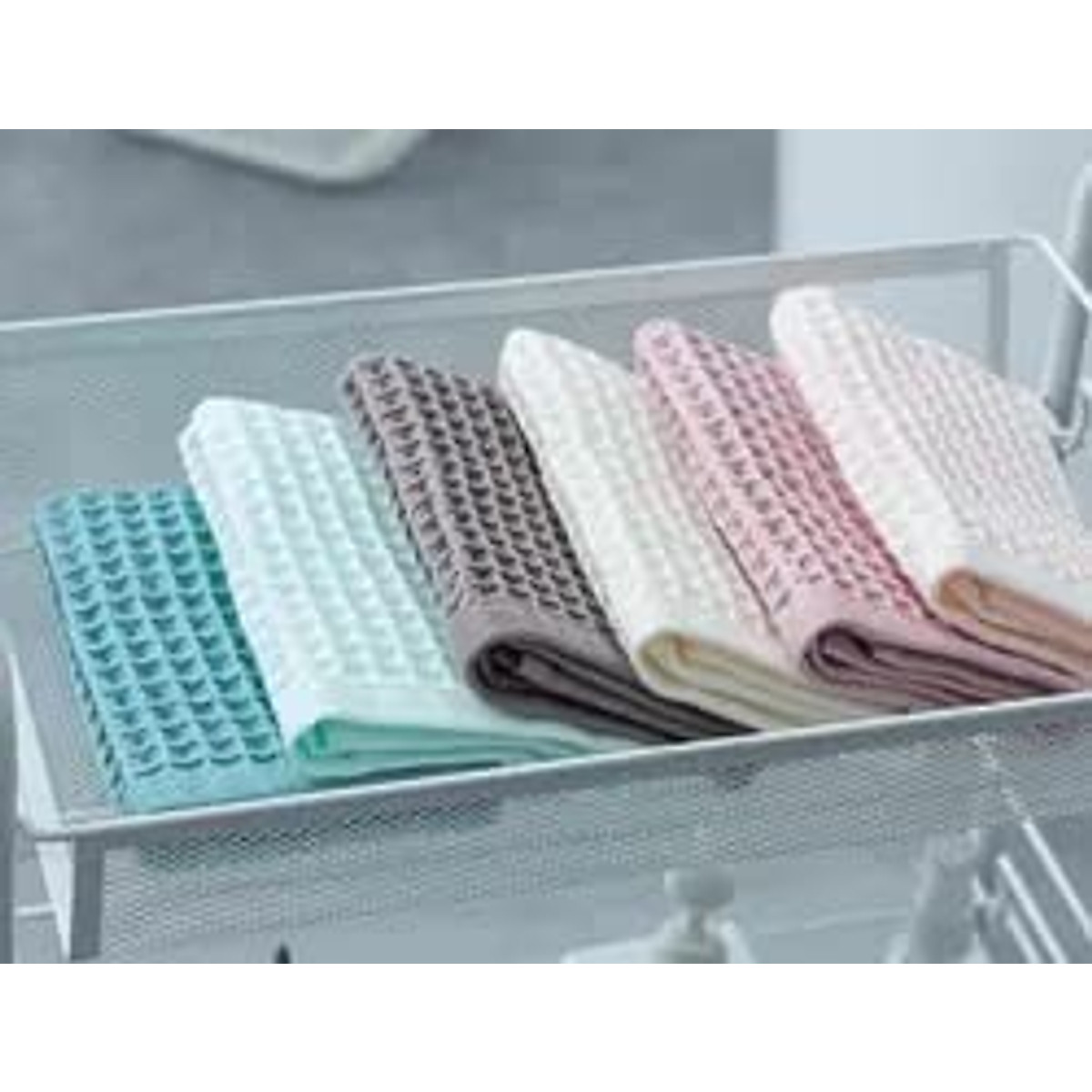 Kitchen WASH Towel Set (6 Piece) 100% Cotton, Waffle Pattern