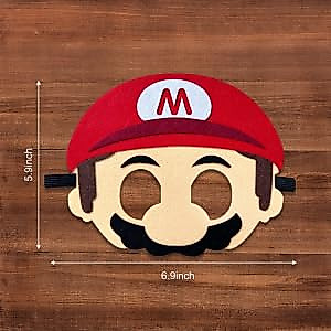 OU RUI 12 Pcs Felt Mask Themed Party Supplies for Mario Birthday Party Gifts Decoration Celebration Party Fan Cartoon Cosplay Pretend Game Accessories Gifts
