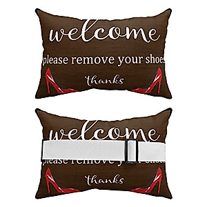 HilariousM Vintage High Heels Shoes Outdoor Pillows for Chaise Lounge Chair, Brown Red Waterproof Lumbar Head Support Pillow with Adjustable Elastic Band for Pool Patio Furniture Decorative