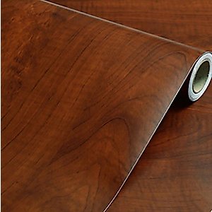 Teemall 15.8inch by 79inch Brown Maple Wood Grain Paper Peel and Stick Shelf Liners Wallpaper Cabinet Door Wardrobe Wood Wall Funitures Stickers