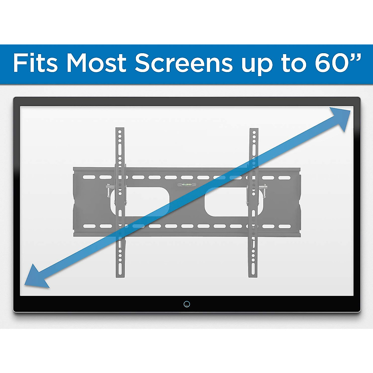 Mount-It Low-Profile Tilting TV Wall Mount Bracket for 32-60 inch LCD, LED, OLED, 4K or Plasma Flat Screen TVs - 175 lbs Capacity, 1.5 Inch Profile, Max VESA 600x400 (MI-318B), Black, 60