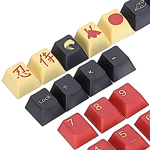 Yoidesu 128 Keys Japanese Style Keycaps, Oil Resistant PBT Keycap for Universal PC Gaming Keyboard with Animation Elements Gaming Keyboard Keycap with Shaft Puller