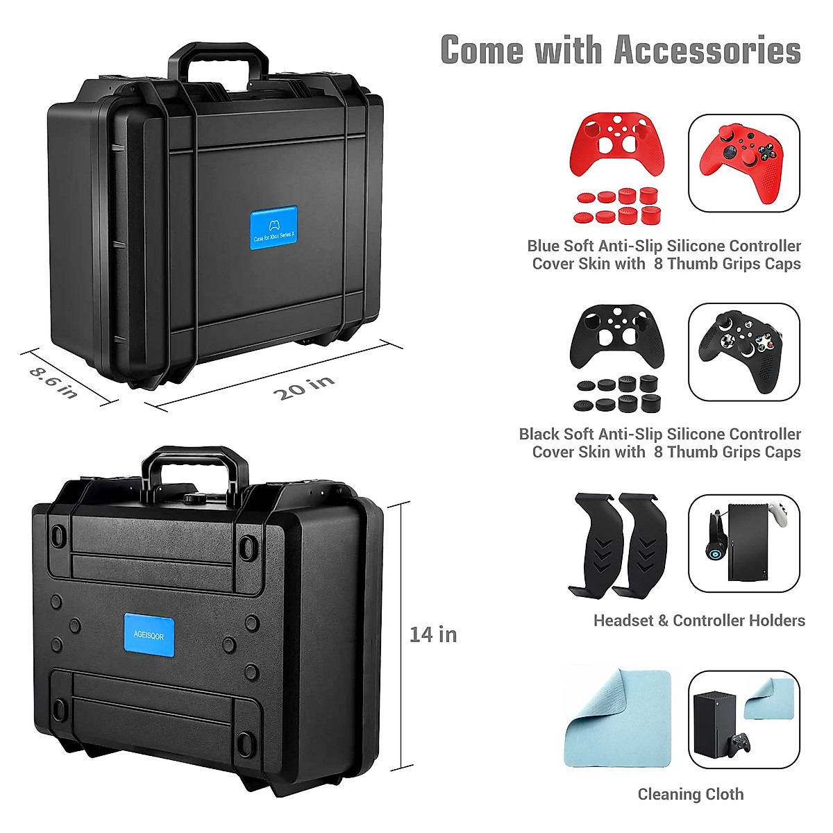 Hard Shell Travel Carrying Case for Xbox Series X - Waterproof Shockproof Case with Customized Foam Inlay for Xbox Series X Console, Headset, Games, Controllers, Cables and Other Accessories, Red