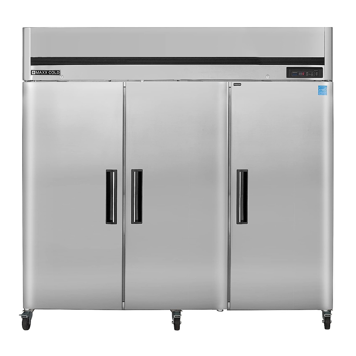 Maxx Cold MCFT-72FDHC 81" Triple Door Entergy Star Reach-In Freezer, Top Mount, Stainless Steel