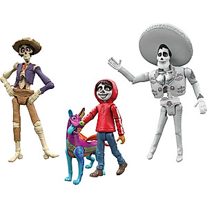 Disney Pixar Coco Storyteller Action Figure Multi-Pack, Miguel Hector Ernesto Dante In the Land of the Dead, Posable Movie Toys