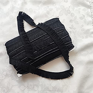 levylisa 1" x 27Yards Chainette Fringe Trim Black Fringe Tassel Lace Trim Fibre Trim for Sewing Quilting DIY Home Decoration