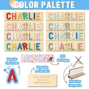 Name Puzzle for Kids Personalized, Easter Basket Stuffers for Toddler, with Gift Wrapping and Customizable Blessing on The Back