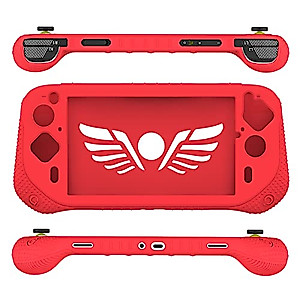 Silicone Cover Case for Logitech G Cloud Gaming Handheld, Protective Skin Sleeve for Logitech G Cloud Gaming Console Screen Film Protector Accessories (Red Case and Sreen Film)