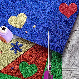 Rramorrra Blue Glitter Cardstock Paper 12" x 12" 15 Sheets 350gms/130lb Heavyweight Premium Royal Blue Sparkly Construction Paper for Cricut Machine, Craft, Halloween, Party Decoration