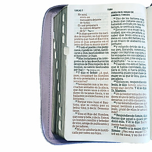 Biblia Letra Gigante para Mujer Manual 14 puntos con cierre RV1960 violeta floral con indice