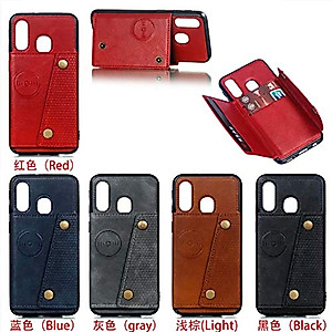 Smfu Case for Samsung Galaxy A40 Wallet Phone Case Leather Wallet Back Cover Folio Flip Card Holder Non-Slip Casewith ID Credit Card Slot Holder (3 Card Pockets) with Screen Protector (Brown)