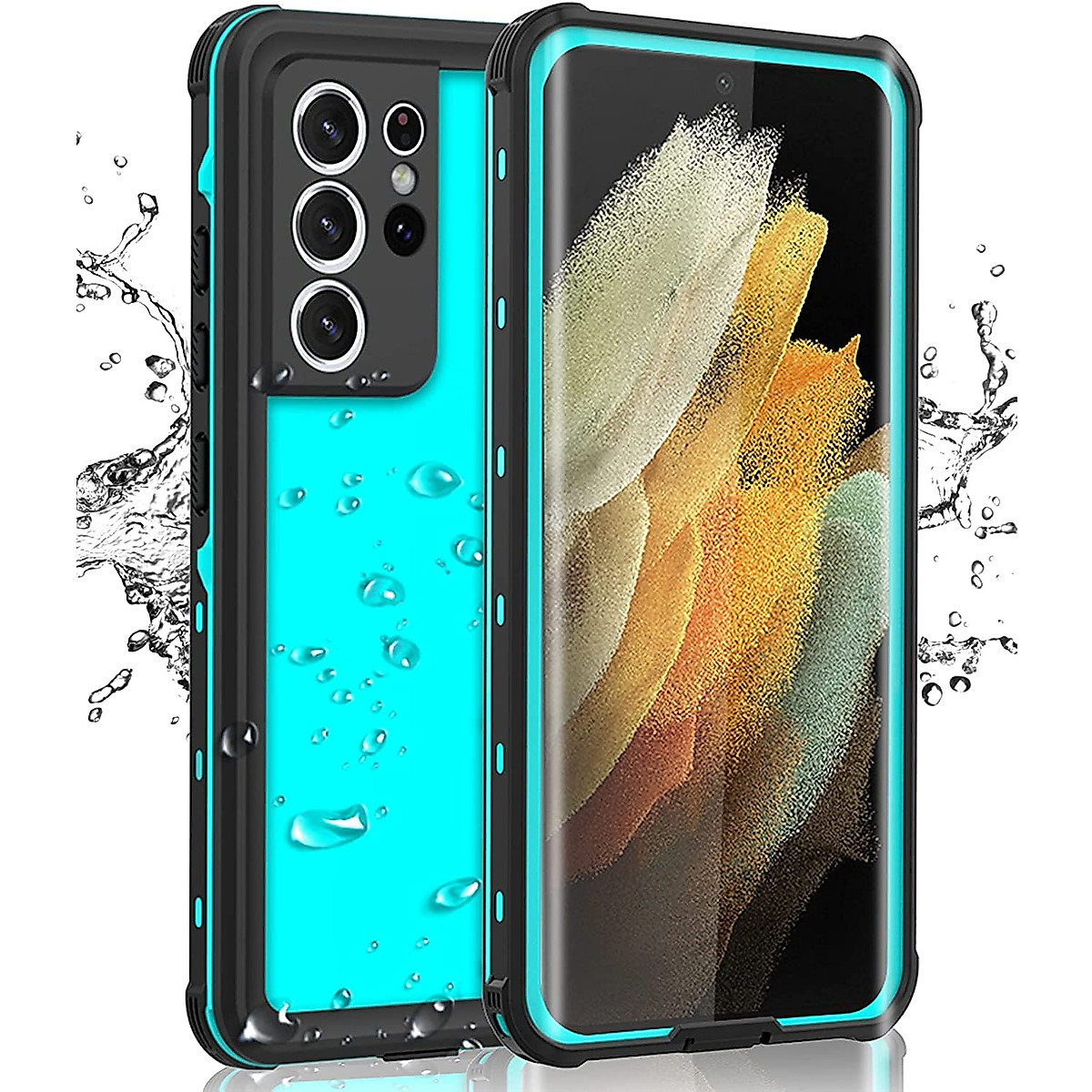 for Samsung Galaxy S21 Ultra Phone Case Waterproof with Screen Protector, Full Body Protection Heavy Duty Shockproof Drop Proof Anti-Scratched Rugged Cases Cover for Galaxy S21 Ultra 6.8" （All Teal）
