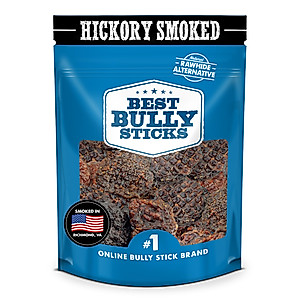 Premium Hickory Smoked 100% Beef Burger Slider Crunchy Dog Treats - No Additives, Made of 100% Natural Bully Sticks - Bite-Sized & Easily digestible Dog Treats for Training, Rewards - 1/2 lb Bag