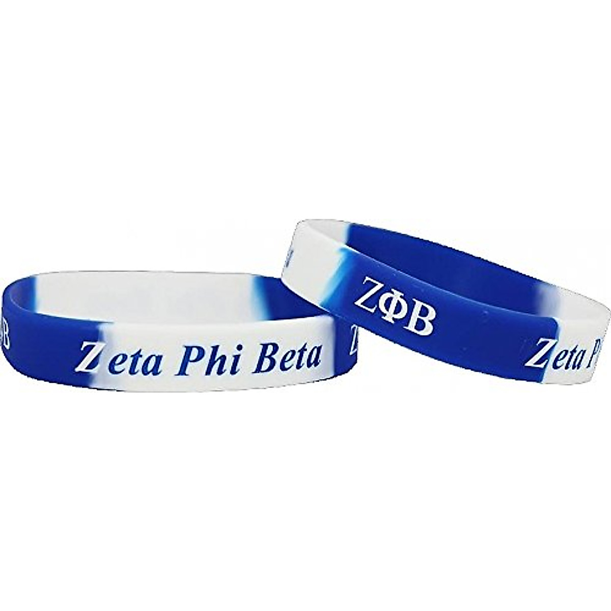 Zeta Phi Beta Color Swirl Silicone Bracelet [Pack of 2 - Blue/White 8In], 93909