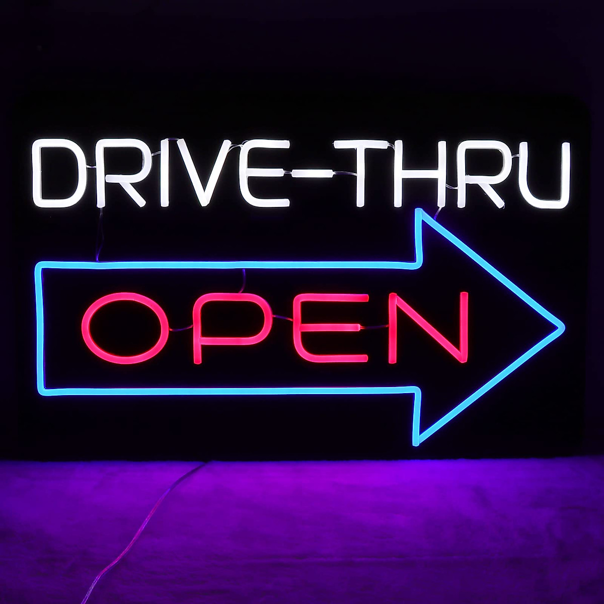 Large Drive Thru Open Neon Signs 23.2 * 15 Inch(Red+Blue+White) + Large Flower Shop Neon Signs 22.4 * 7.9 Inch(Red + Green + White)
