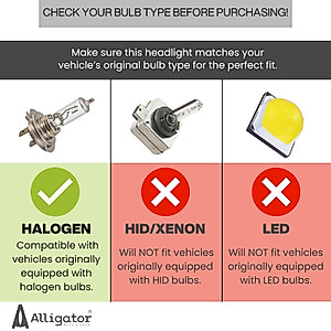 ALLIGATOR AUTO LIGHTS Headlight Assembly Set Pair Replacement for Ram 2014 2015 2016 2017 2018 2019 2020 2021 2022 ProMaster 2500, DOT/SAE Compliant,Halogen Headlights with Bulbs, Left & Right Side