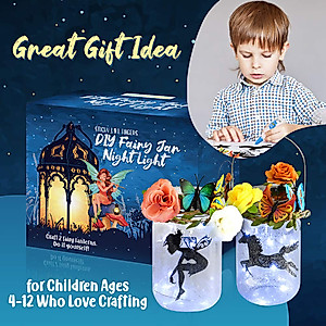 STICKY LIL FINGERS Fairy Jar Night Light Kit - Make Your Own Lanterns Set - Fairy Lantern Craft Kit for Girls - Fairy Night Light - Fairy Jar Kit - Gift Craft Fairy - Fairy Potions Craft Kit