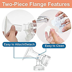 Maymom MyFit Flange Set, Two-Piece Breast Shield (21mm Small) Connector Valve Membrane Compatible with Medela Breast Pumps (Pump in Style Advanced, Lactina, Symphony) Not Original Medela Pump Parts