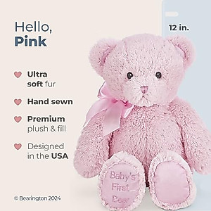 Bearington Pink Teddy Bear Plush, 12 Inch Stuffed Animal for Girls