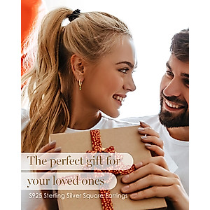 14K Gold Plated Drop Earrings, LOUISA SECRET Sterling Silver Earrings for Women, Dainty Birthstone Earrings with Zirconia, Anniversary Birthday Wedding Christmas Jewelry Gift for Mom