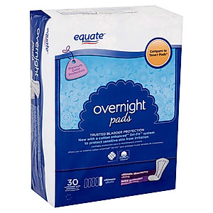 Equate Overnight Ultimate Absorbency Pads, 30 Count
