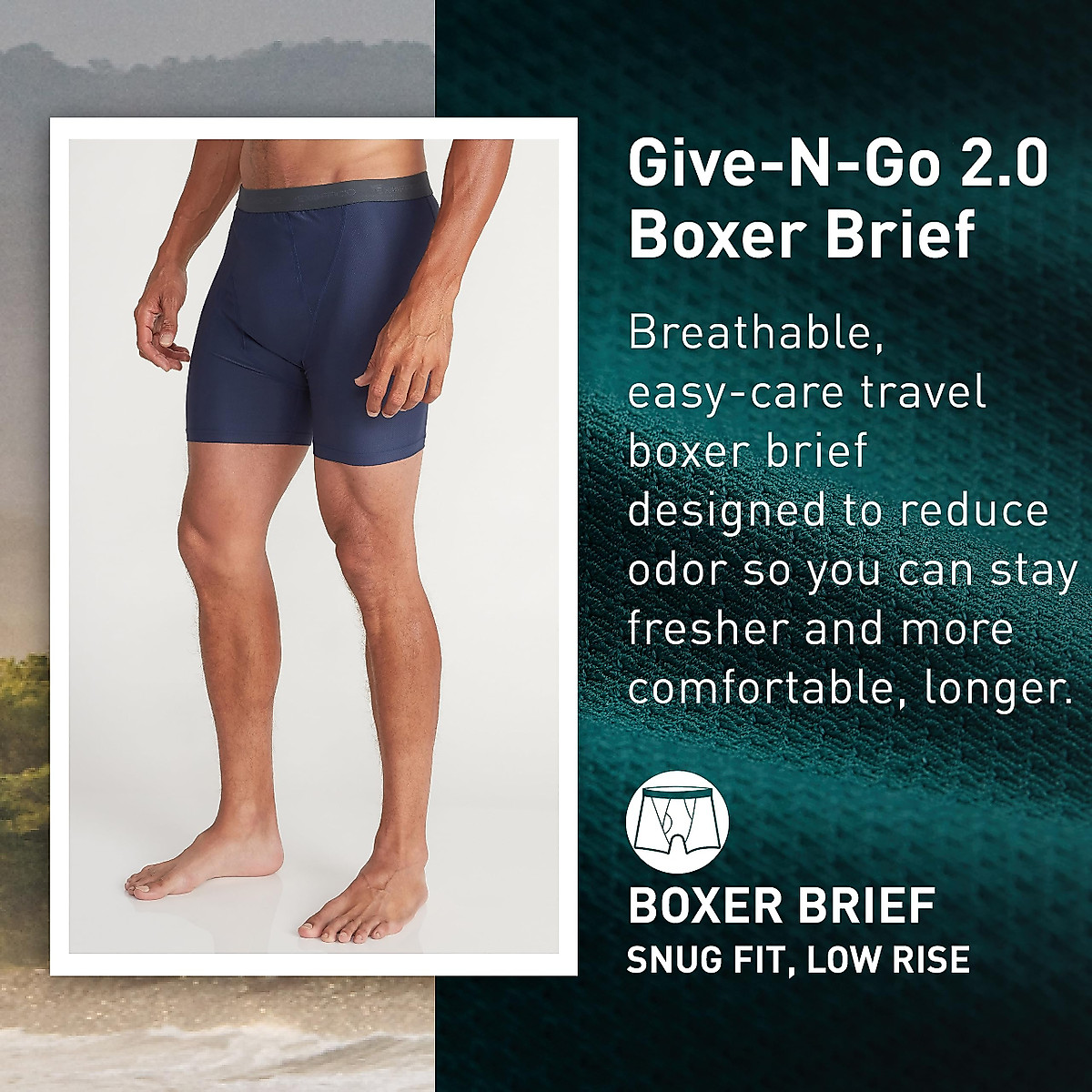 ExOfficio Men's Give-N-Go 2.0 Boxer Brief, Navy, Small