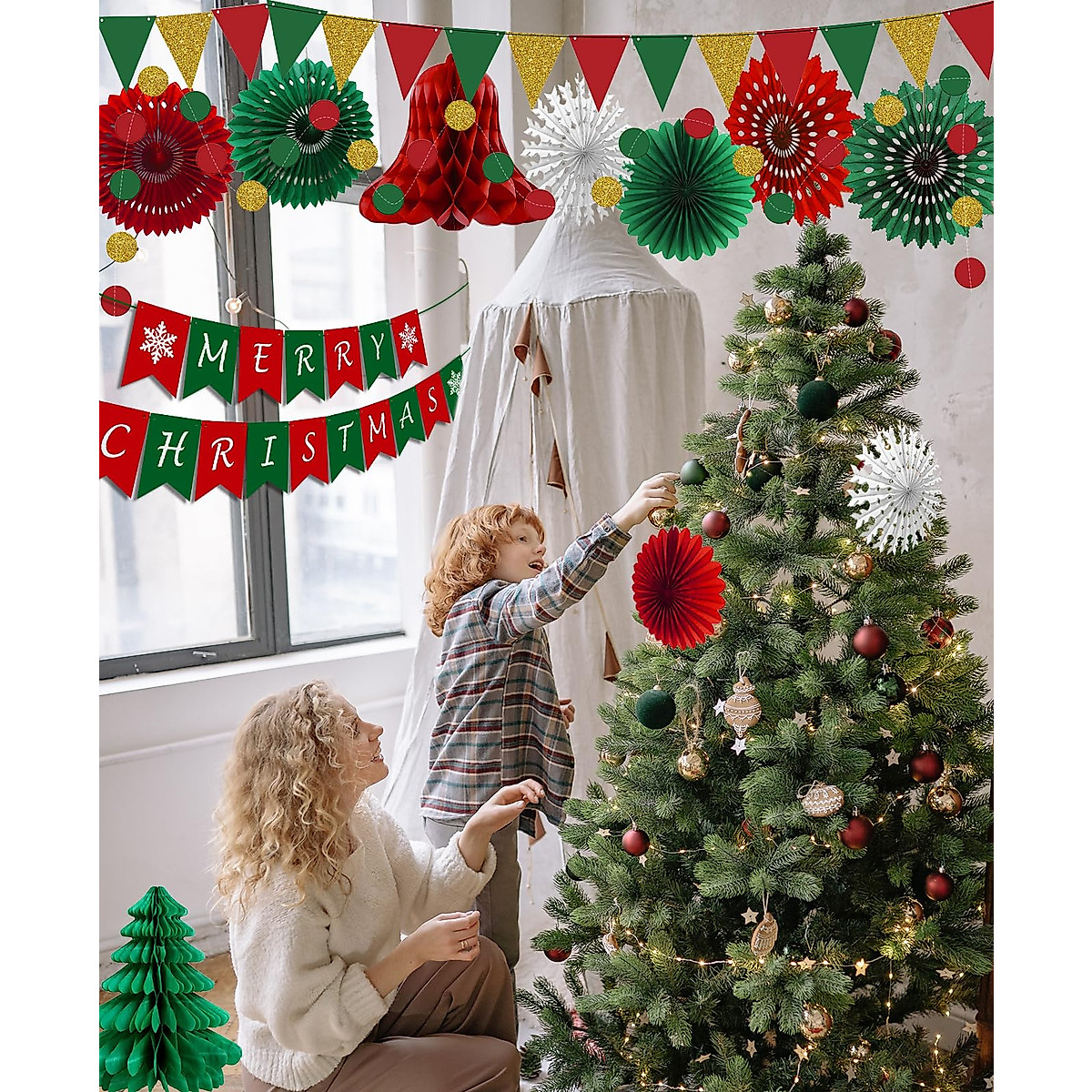 Christmas Party Decorations Christmas Decoration Set, Merry Christmas Banner, Paper Christmas Hanging Decorations - Christmas Party Decorations - Christmas Decorations Indoor Home Decor