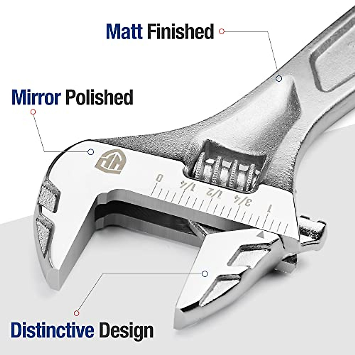 WORKPRO Adjustable Wrench, 8-inch Heavy Duty Spanner with Inch/Metric Scale, Premium Cr-V Steel, Chrome Plated