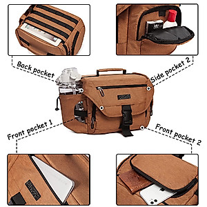 Scorlia Insulated Lunch Bag for Men/Women, Leakproof Lunch Box for Office Work School Picnic Hiking Beach, Reusable Cooler Tote Bag with Adjustable Shoulder Strap and Large Water Bottle Holder - Brown