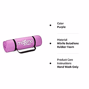 Maximo Fitness Yoga Mat - Multipurpose 72" x 24" x 0.5"(Standard) Exercise Mat for Men, Women and Kids, Ideal Non Slip Workout Mats for Yoga, Pilates, Gym Exercise with Carrying Strap