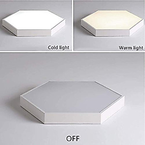 DOGACA Modern Hexagon LED Ceiling Light Fixture with Remote Dimmable Flush Mount Ceiling Lamp for Hallway Stairway Hearth Kitchen Porch Entryway-White Light 40cm