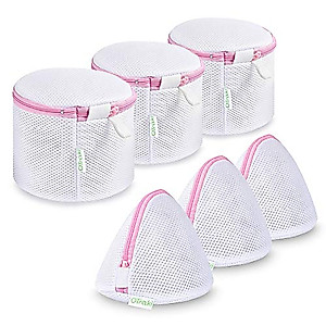 OTraki Bra Wash Bags for Lingerie 6 Pack Mesh Delicates Zipper Laundry Bag for Women College Girl Underwear Socks Silk Stockings Washing Machine Net Protector White