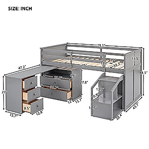 DEYOBED Twin Size Wooden Loft Bed Frame with Ladder - Suitable for Kids, Teens, and Adults, Maximizing Space and Comfort in Bedrooms