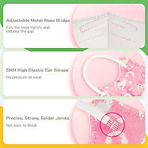 FENFEN Kids KN95 Face Mask Disposable - Kid Unicorn, Children Small Size Age 4-12 5 Layer Protection Breathable Girls Kids Mask 50 Pack Individually Wrapped Mascaras Para Niños