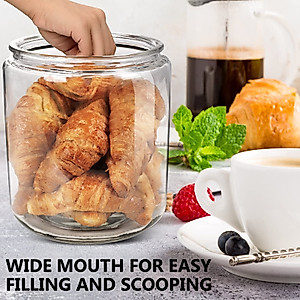 Masthome Cookie Jar, 1.5 Gallon Glass Jar with Lid, Large Glass Storage Containers, Clear Glass Jars, Wide Mouth Glass Jars with Lid for Flour Candy Cookie Coffee Bean, 15 Food Storage Bags