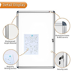 VIZ-PRO Tamperproof Lockable Magnetic Dry Erase Board Class 1 Aluminium Framed 48x24 Inches
