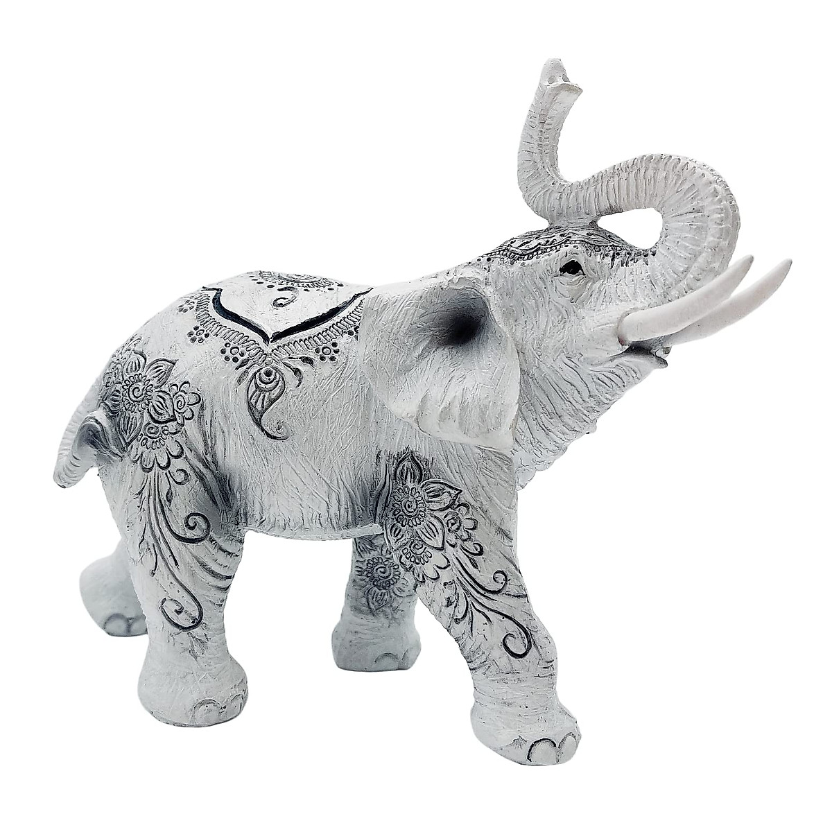 George S. Chen Imports Thai Collectible Statue Figurine Decoration (Trunk up-Thai Elephant, 88246white)