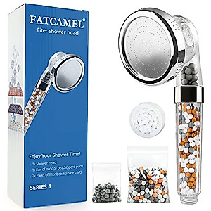 FATCAMEL Shower Head Filter for Hard Water,Shower Head High Pressure Water Saving Shower Head Handheld 3 Modes for a Novel Skin SPA Experience