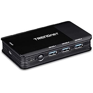 TRENDnet 4-Port USB 3.1 Sharing Switch, TK-U404, 4 x USB 3.1 for Computers, 4 x USB 3.1 for Devices, Flash Drive Sharing, Scanners, Printers, Mouse, Keyboard, Windows & Mac Compatible
