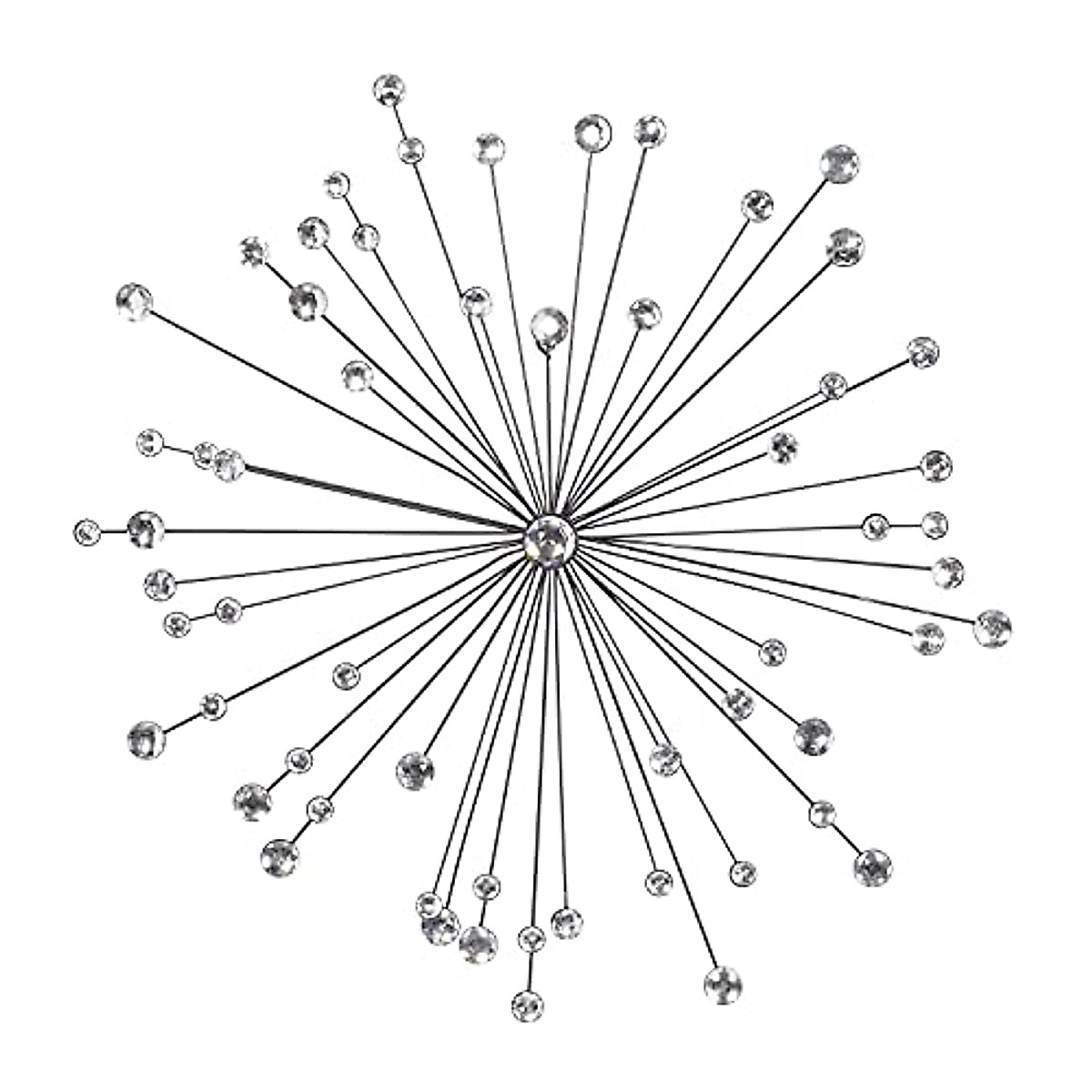 Deco 79 Metal Starburst Wall Decor with Crystal Embellishments, 30" x 3" x 30", Silver
