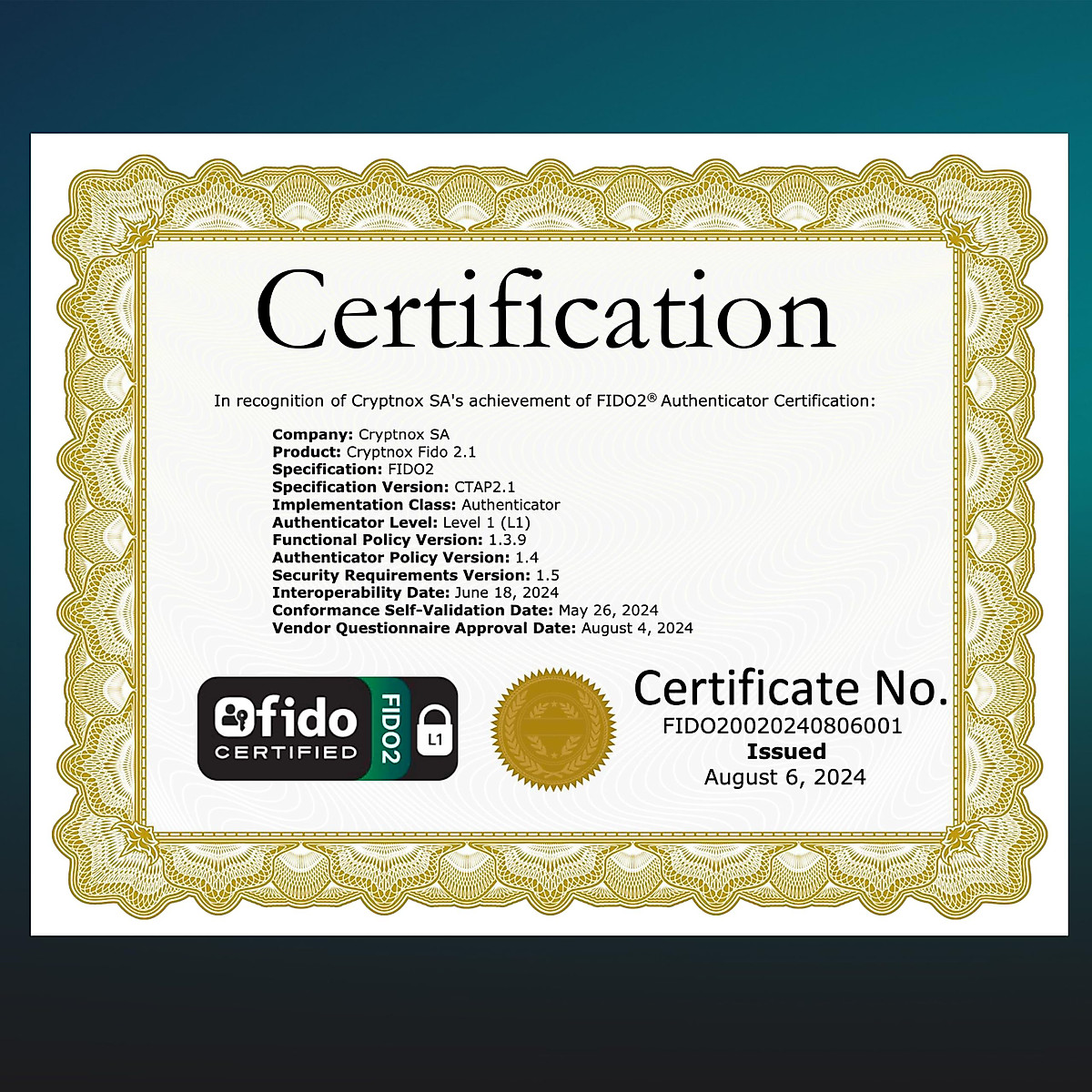 Cryptnox FIDO2 Security Key - Passwordless & 2FA Authentication - Compatible Microsoft, Apple, Google & More - Mifare Desfire - Convenient Card Format - NFC & Contact