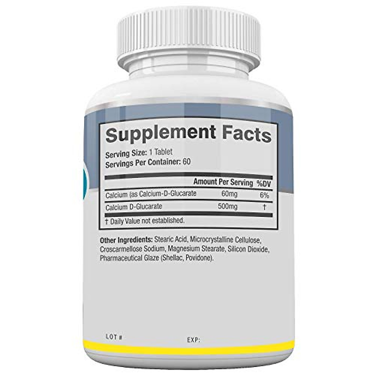 Calcium D-Glucarate 500mg- CDG for Liver Detox, Cleanse, Menopause, Estrogen Management | 60 Tablets Cal D Glucarate Supplements