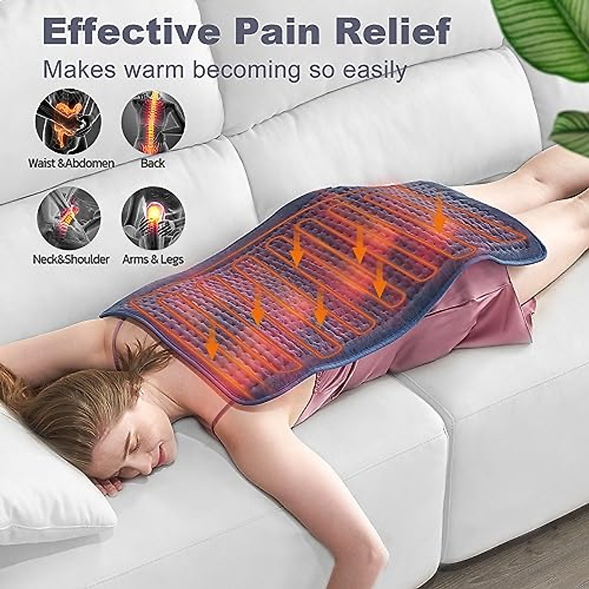 Heating Pad for Back Pain Relief, Extra Large 33 x 17", Portable Heating Pad for Shoulder, Neck, Cramp, Menstrual Pain, with Upgraded 6 Timer & 6 Temperature Controller