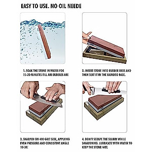 Parichan’ Professional Knife Sharpening Stone Kit – Premium 4 Grit 400/1000/3000/8000 Whetstone with Flattening Stone, Cut Resistant Glove, Bamboo Base, Fixed Angle, Angle Guide, Leather Belt